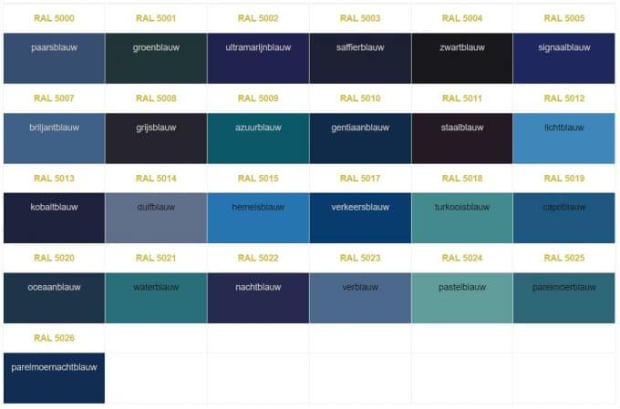 Ral kleuren - Brouwers Hout - De totaalleverancier in exclusieve lijsten